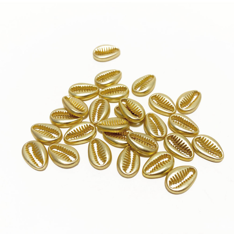 Connecteur coquillage Cauri doré mat. 12*8 mm. Alliage.